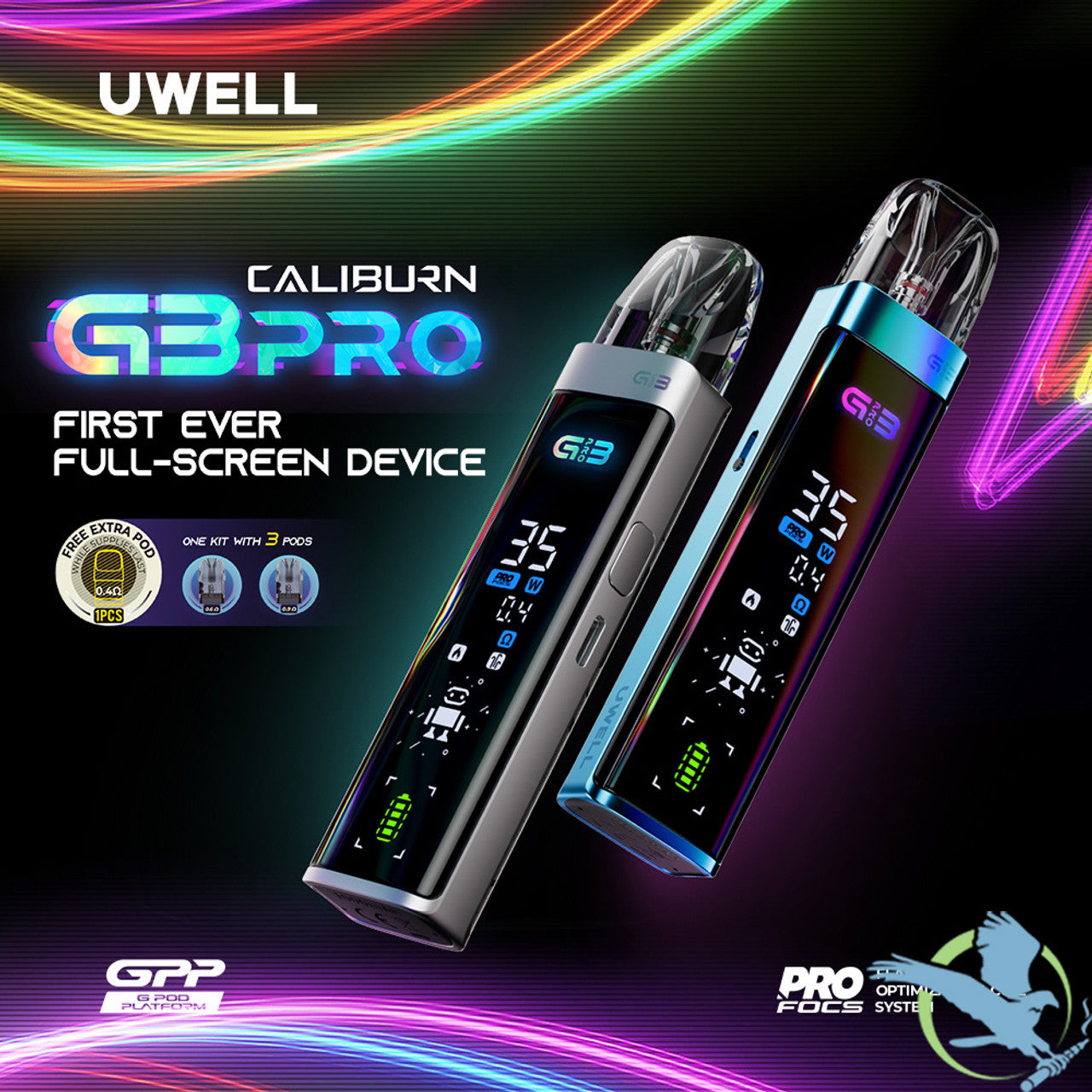 Uwell Caliburn G3 Pro 1000mAh Pod System Starter Kit With 3 x Refillab ...